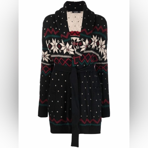 Ralph Lauren | Sweaters | Ralph Lauren Black Wool Snowflake Cardigan ...